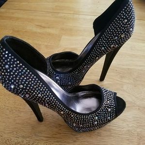 Bakers | Shoes | Bakers Black Rhinestone Platform Heels Size 75 | Poshmark